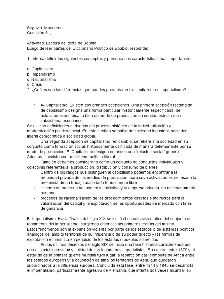 Macarena Segovia C3 TP Historia | Descargar gratis PDF | Capitalismo ...