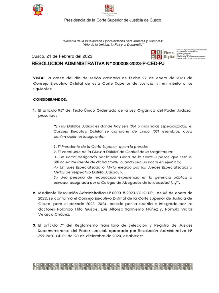 R.a.00008-2023-P-Ced Ejecutar y Oficializar Acuerdo Del Ced Elije y ...