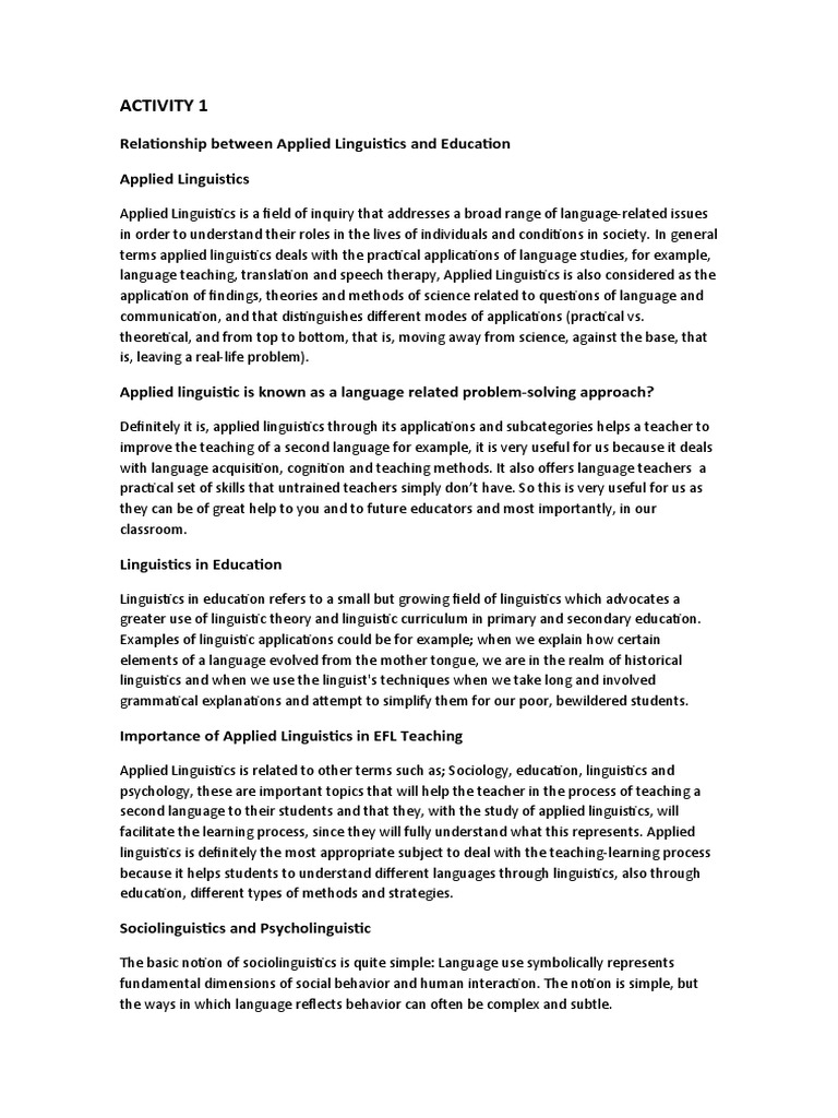 Applied Linguistics | PDF | Linguistics | English Language