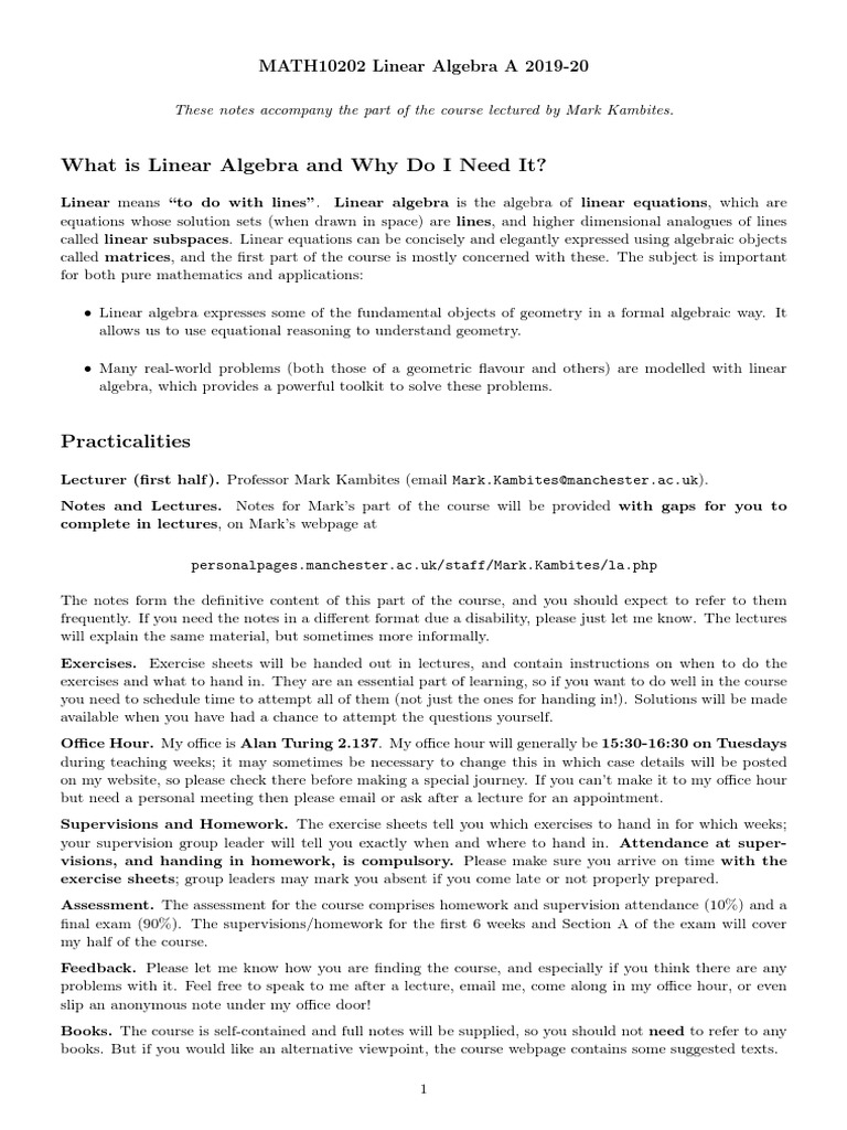 What Is Linear Algebra and Why Do I Need It? | PDF | Matrix ...