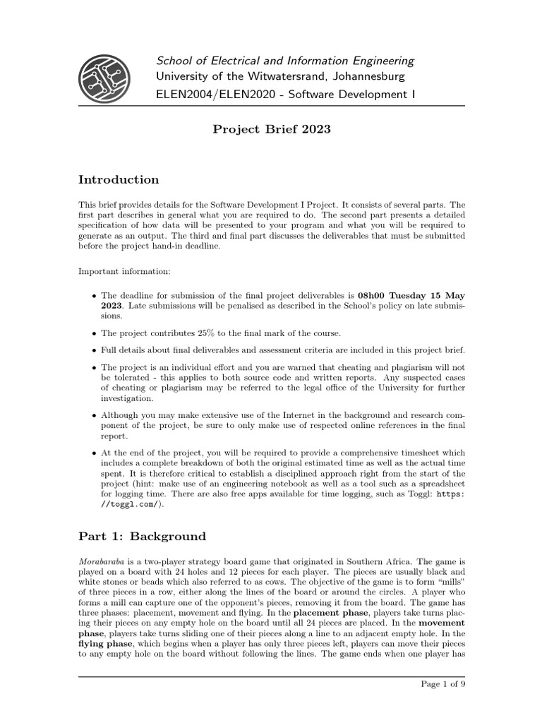 ELEN2020A Project Brief 2023 | PDF | Source Code | Computer Program