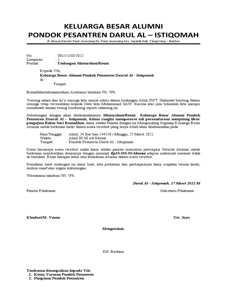 Format Undangan Reuni Ahbar | PDF
