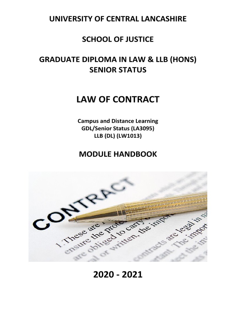 GDL Contract Law Module Handbook | PDF | Justice | Crime & Violence