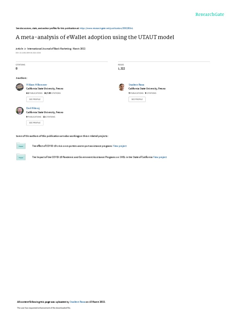 A Meta Analysis of Ewallet Adoption Using The UTAUT Model | PDF | Meta ...