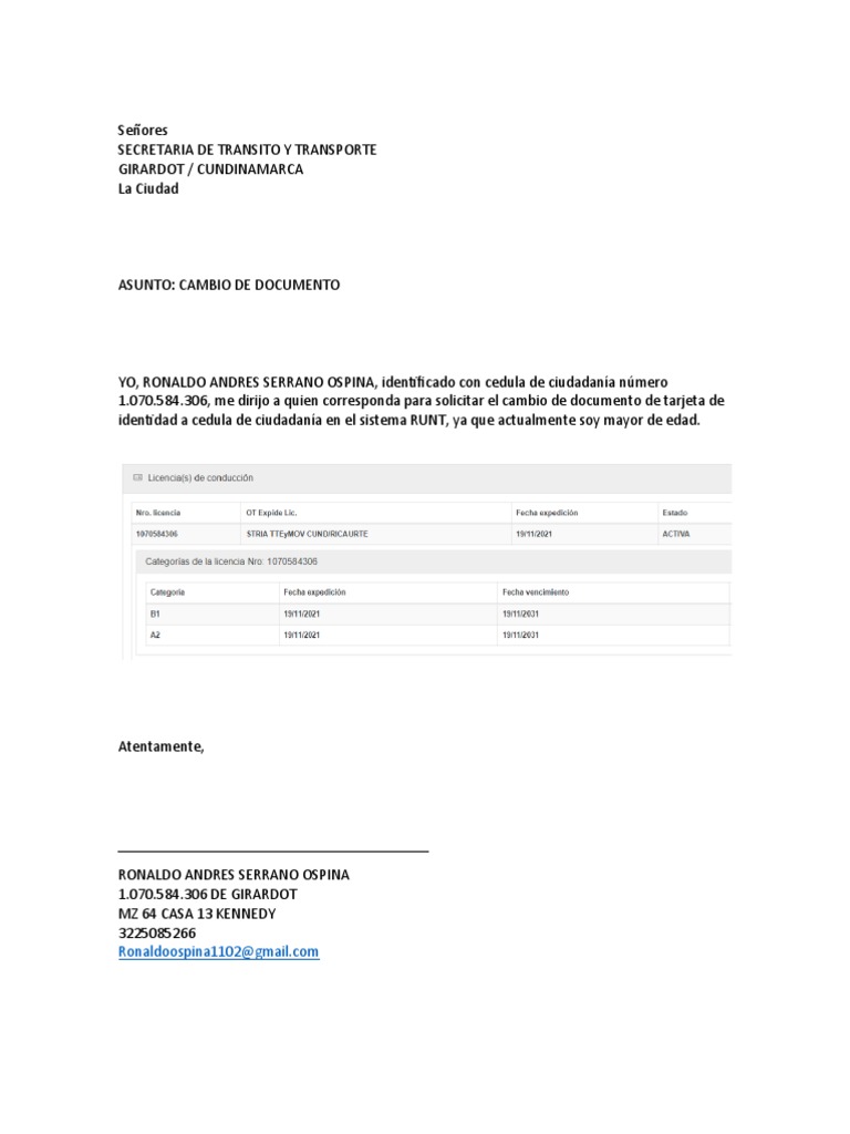 Cambio de Documento LC | PDF