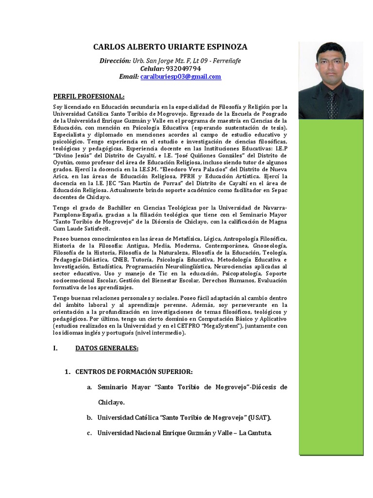 Curriculum Vitae Modelo | PDF | Perú | Evaluación
