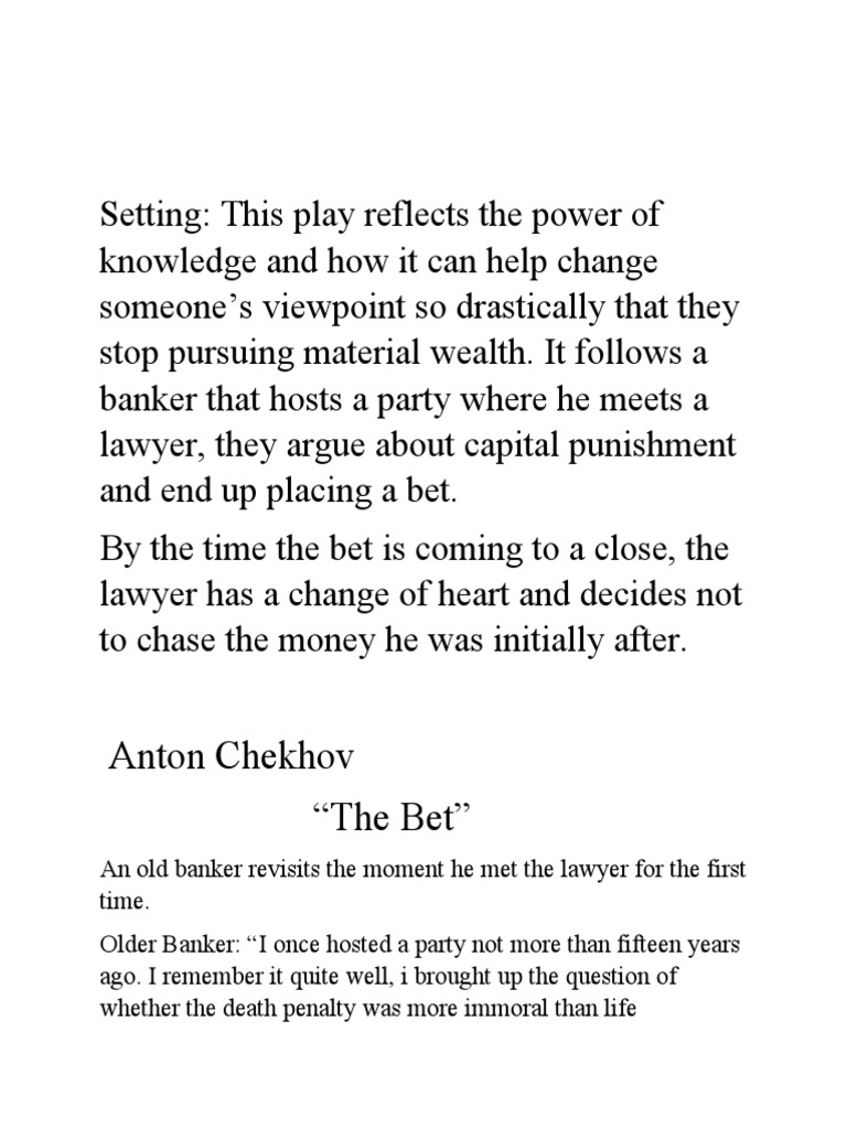 Anton Chekhov "The Bet" | PDF | Capital Punishment