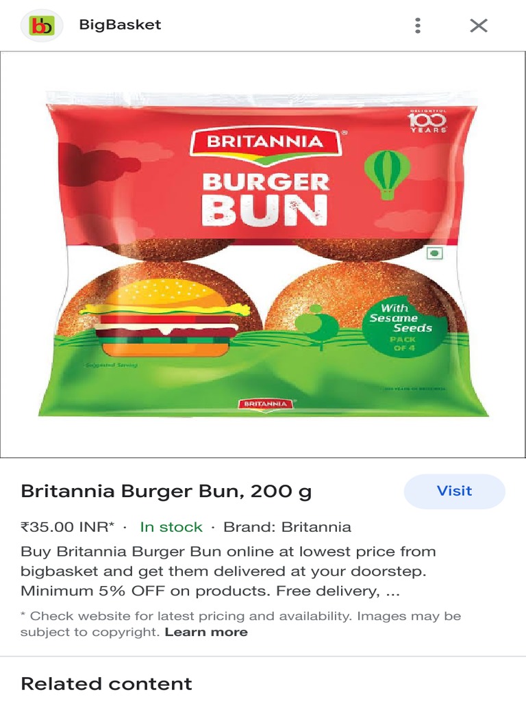 Buy Britannia Burger Bun Online | PDF | Cooking, Food & Wine