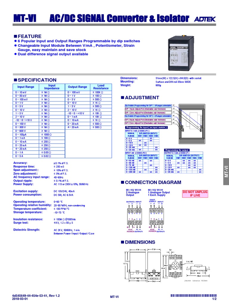 Adtek - MT VI Datasheet | PDF | Alternating Current | Materials Science