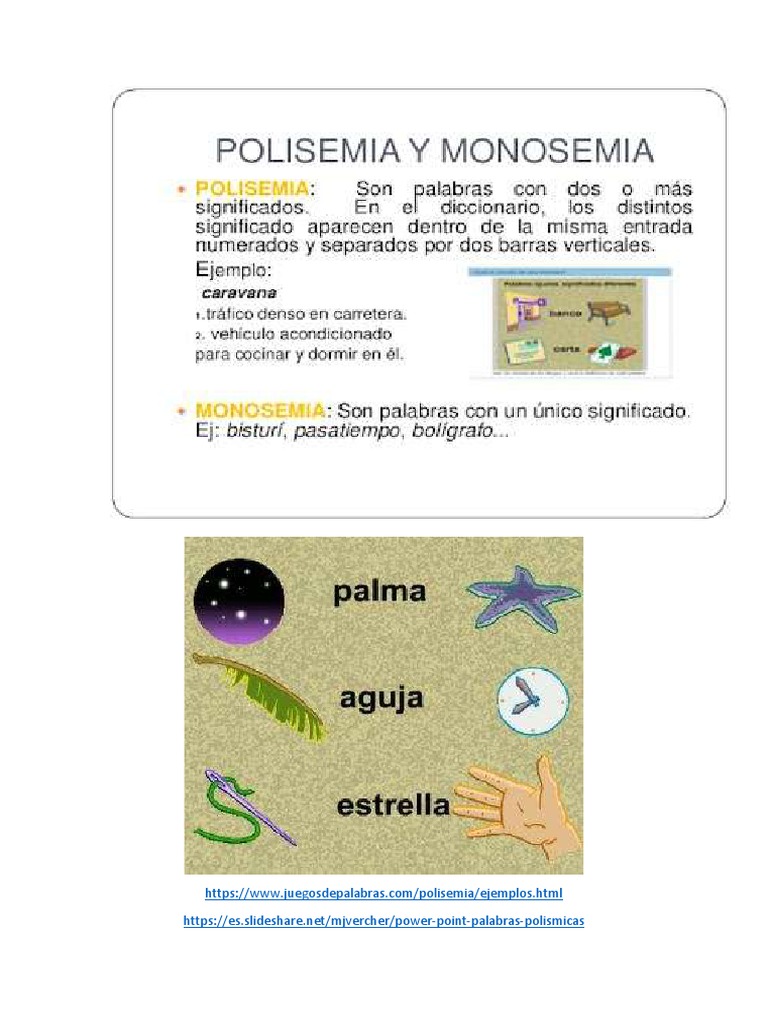 MONOSEMIA Y POLISEMIA y J y G (TAREA 2, 2º T) | PDF