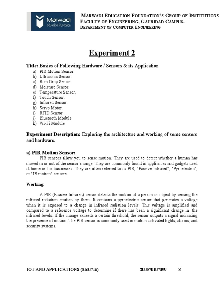 IOT Exp-2 | PDF | Servomechanism | Sensor
