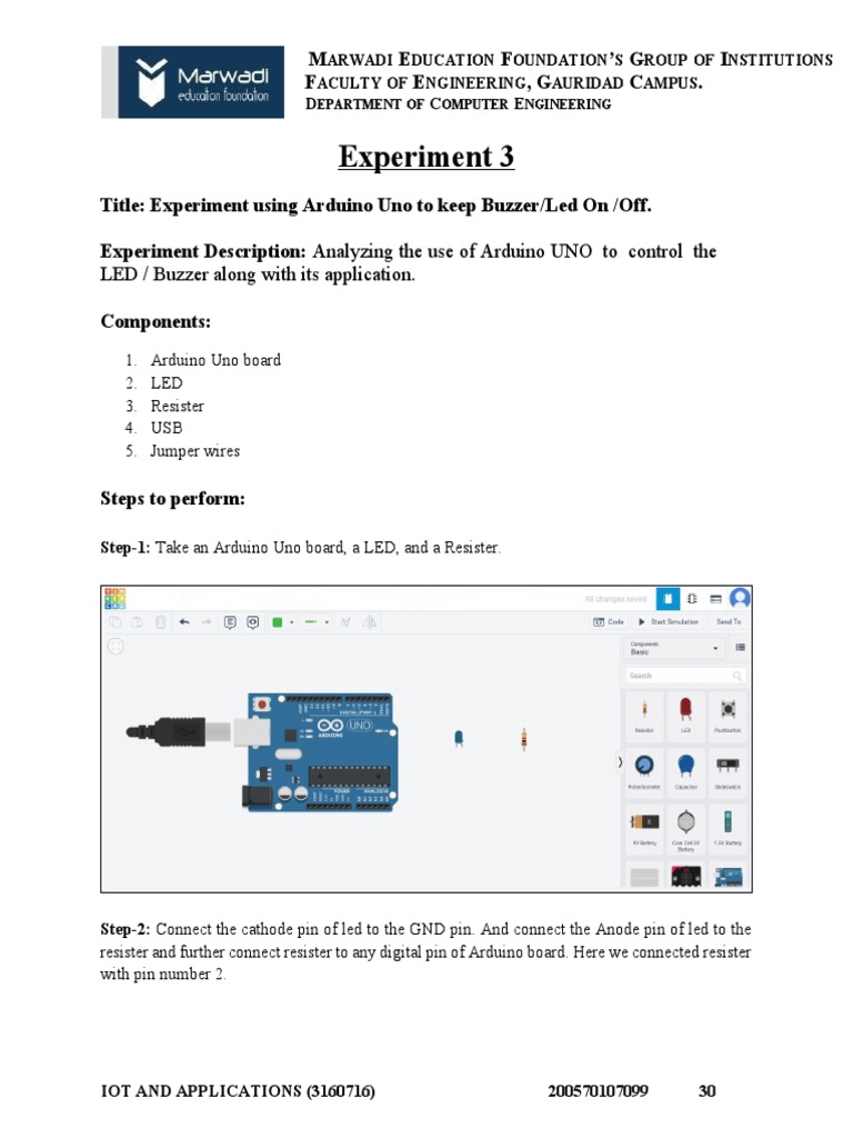 IOT Exp-3 | PDF | Arduino | Light Emitting Diode
