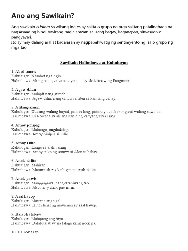 Ano Ang Sawikain | PDF