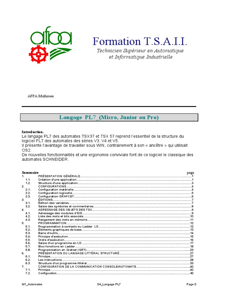 Introduction au langage PL7 | PDF | Langage de programmation | Application