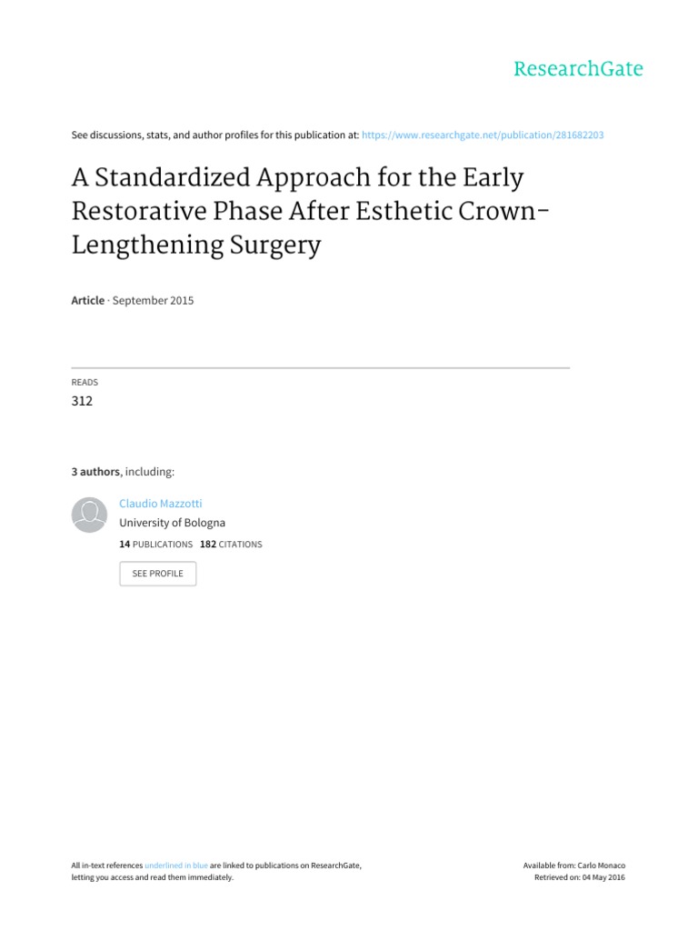 A Standardized Approach For The Early Restorative Phase After Esthetic ...