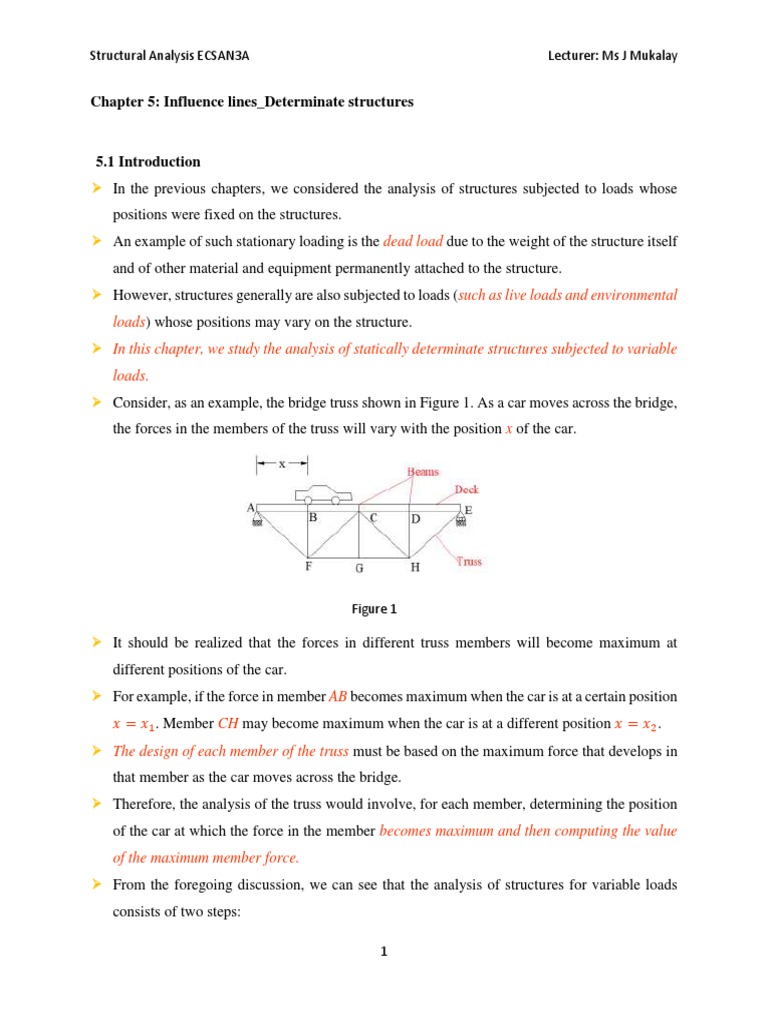 Chapter 5 Influence Lines - Determinate Structures | PDF | Bending ...