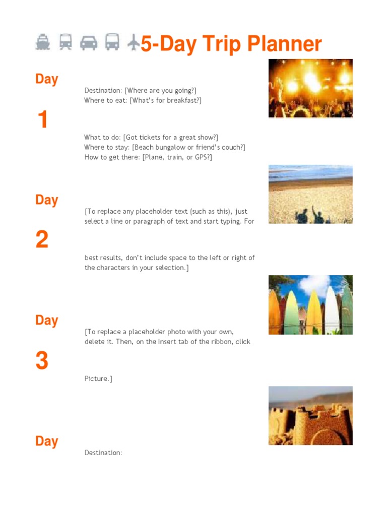 5-Day Trip Planner Template | PDF