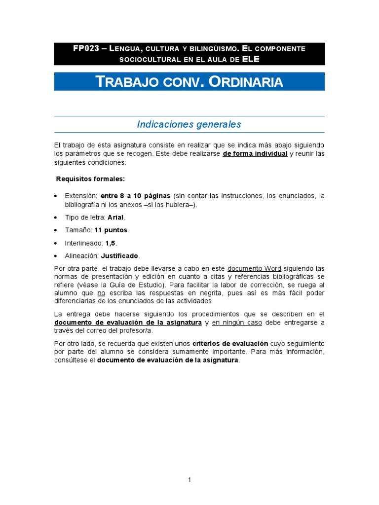 FP023 Trab CO Esp - v0r0 | PDF | Evaluación