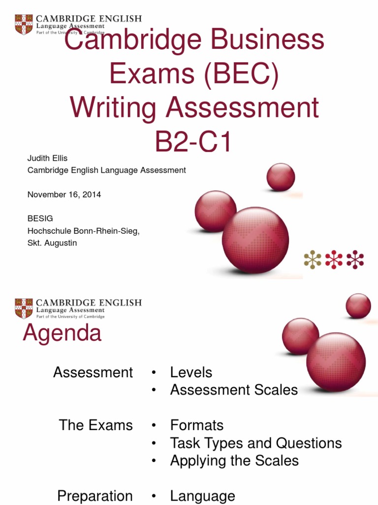 Judith Ellis - Cambridge Business Exams - BEC - Writing Assessment B2 ...