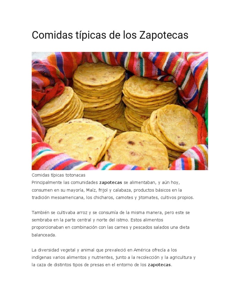 Comidas Típicas de Los Zapotecas | PDF | Cocina mexicana | Cocina ...