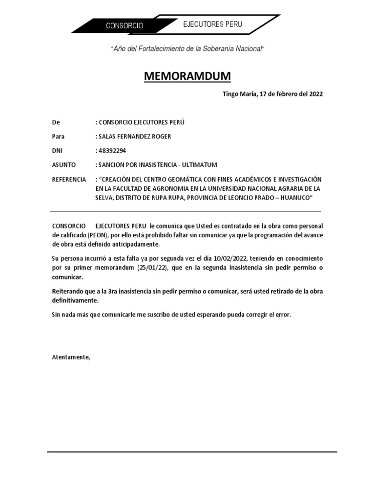 Memorandum 002 | PDF