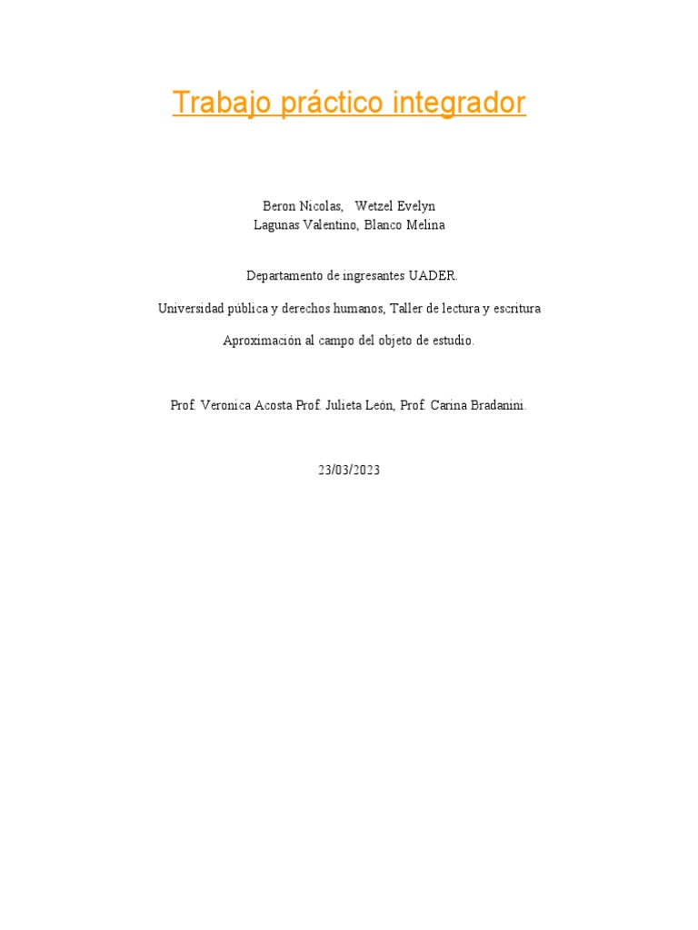 Trabajo Práctico Integrador | PDF | Psicoterapia | Mente