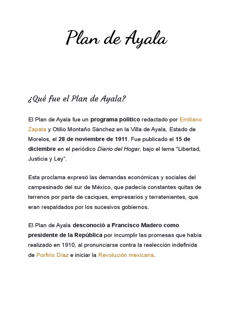 Plan de Ayala | PDF | revolución mejicana | México