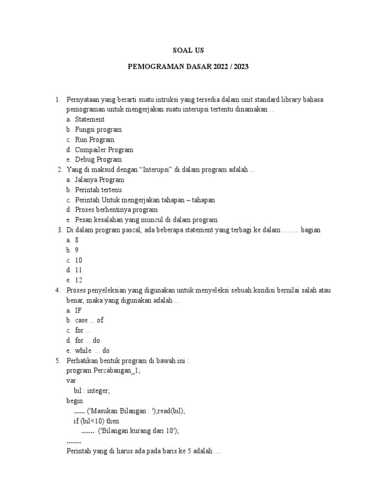 Pemograman Dasar | PDF