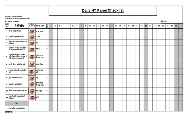 Daily HT Panel Checklist | PDF