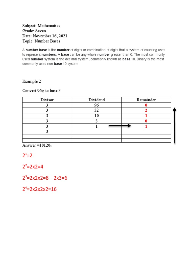 Number Bases | PDF | Decimal | Division (Mathematics)