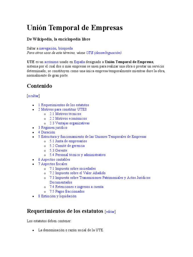 Unión Temporal de Empresas | Descargar gratis PDF | Contabilidad ...