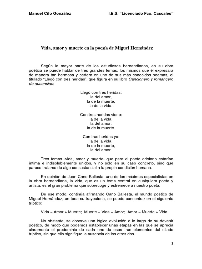 Vida, amor y muerte en Hernández | PDF | Amor | Erotismo