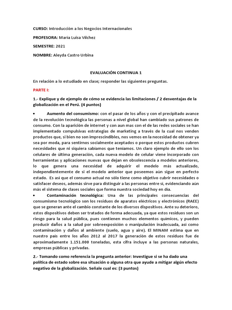 Evaluación Continua 1 - Castro Urbina Aleyda | PDF | Mercado (economía) | Residuos