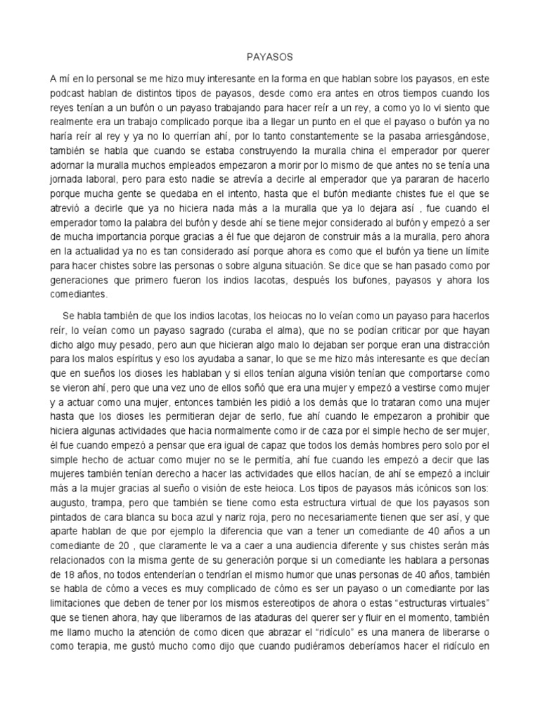 PAYASOS | PDF | Payaso | Bufón