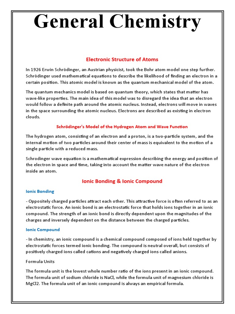 General Chemistry | PDF | Chemical Bond | Ion