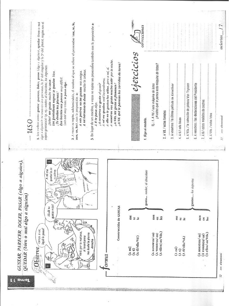 Gustar Parecer Doler Pasar Quedar | PDF