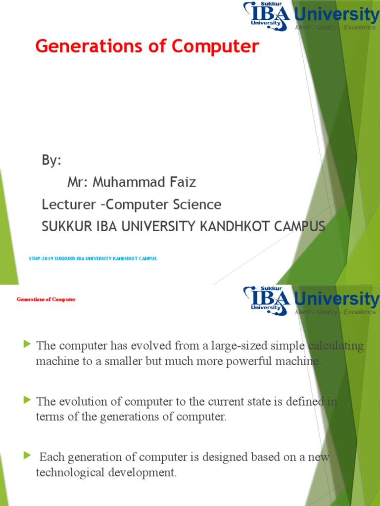 Generations of Computer: By: MR: Muhammad Faiz Lecturer - Computer ...