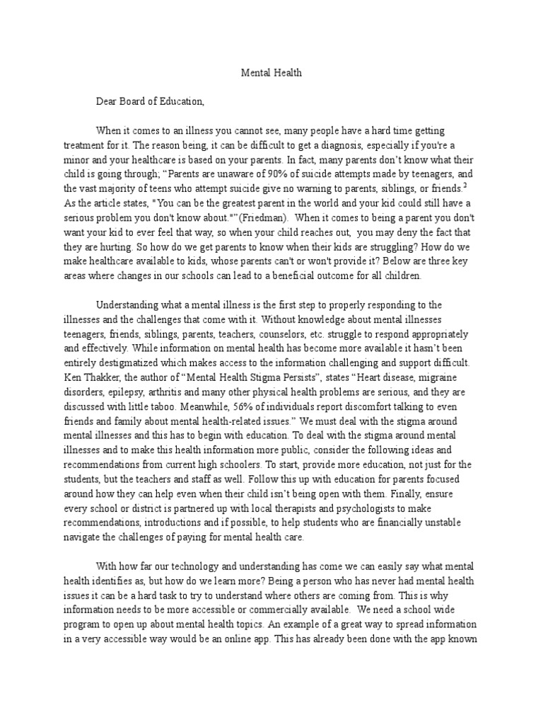 Open Letter | PDF | Mental Health | Mental Disorder