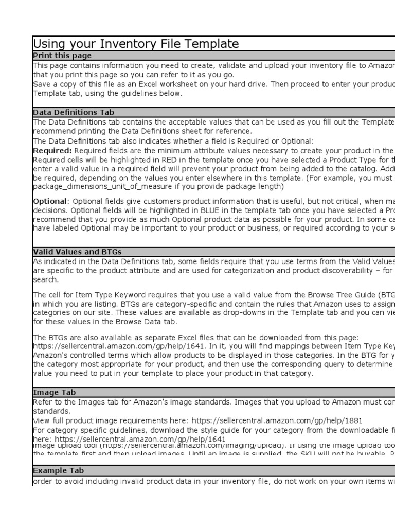 Using Your Inventory File Template | Download Free PDF | Computer Data ...