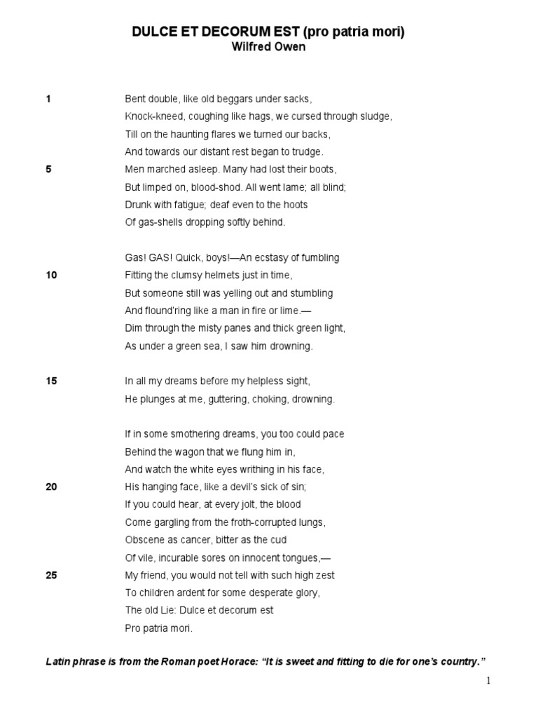 01 - Dulce Et Decorum Est - Wilfred Owen | PDF