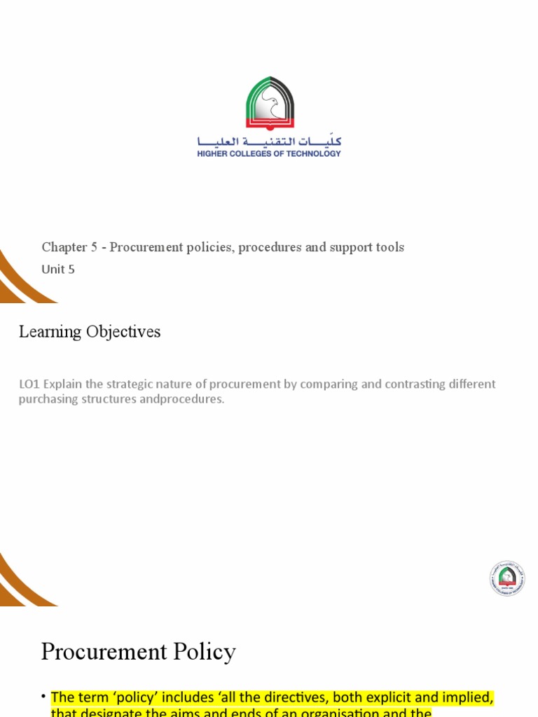 Chapter 5 - Procurement Policies, Procedures and Support Tools | PDF | Electronic Data ...