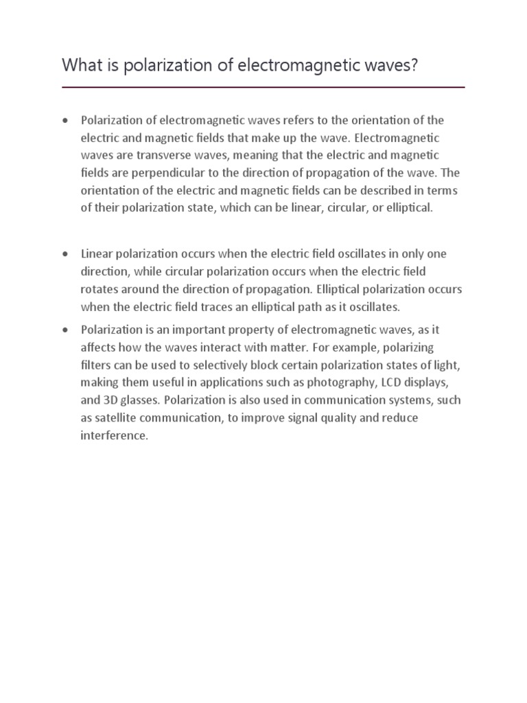 Polarization Of Electromagnetic Waves Pdf