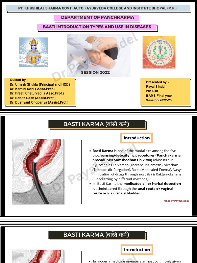 Basti - Panchkarma | PDF | Syringe | Ayurveda