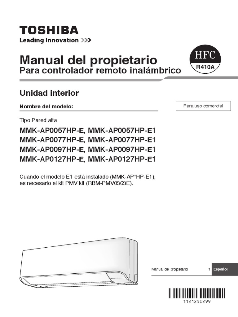 Manual AA Toshiba OM - MMK-AP - 7HP-E (1) - (50-70-90-120) - ES | PDF ...