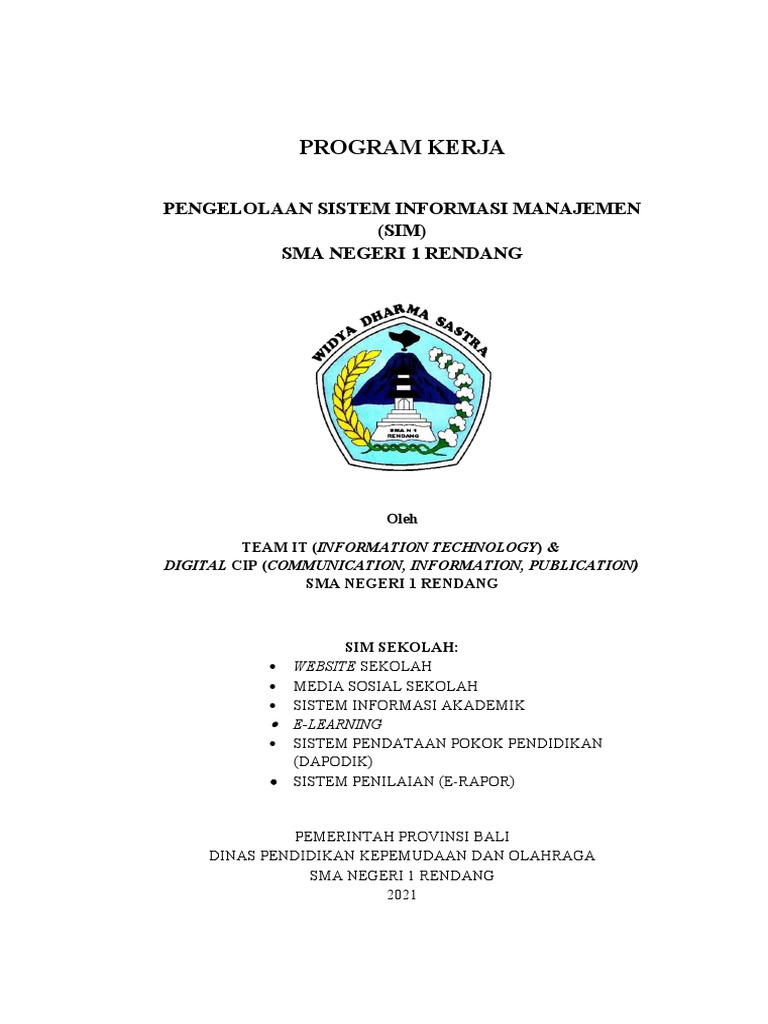 Program Kerja Pengelola SIM Sekolah (Tim IT CIP) - SIM Sekolah | PDF