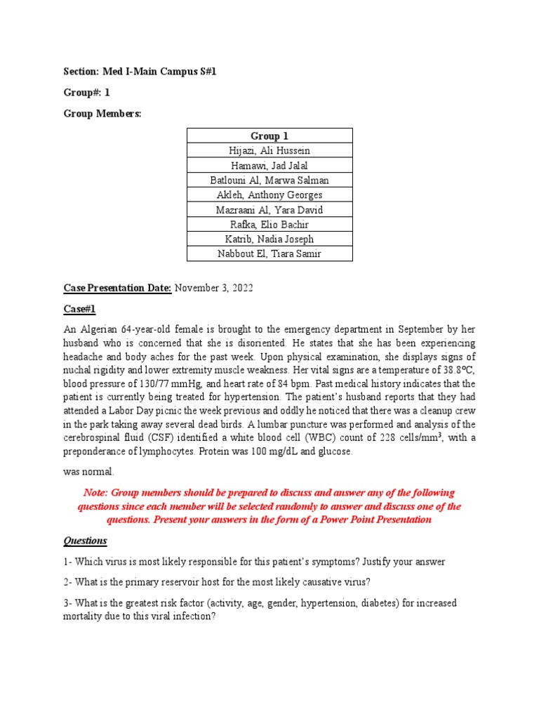 CVIR401-Case #1 Presentation | PDF | Virus | Infection