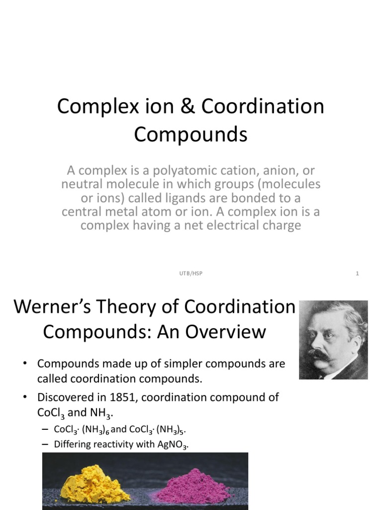 Complex Ion & Coordination Compounds: Utb/Hsp 1 | PDF | Coordination Complex | Atomic Orbital