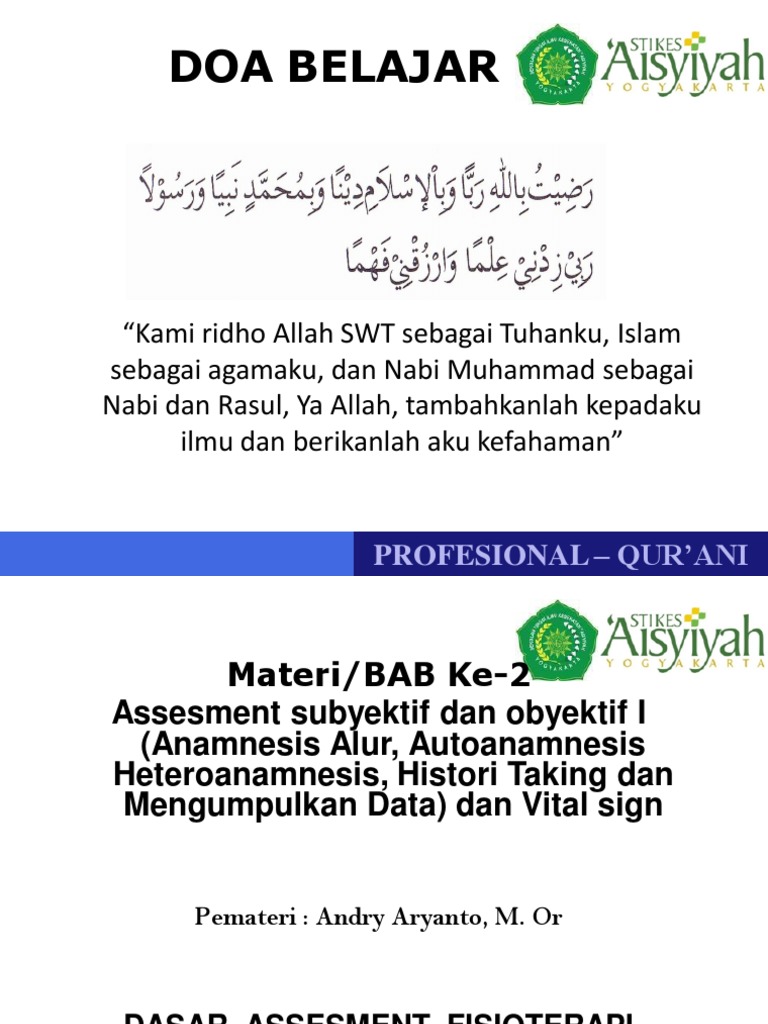 TOPIK 2 DA - Ass Subjektif Objektif I | PDF