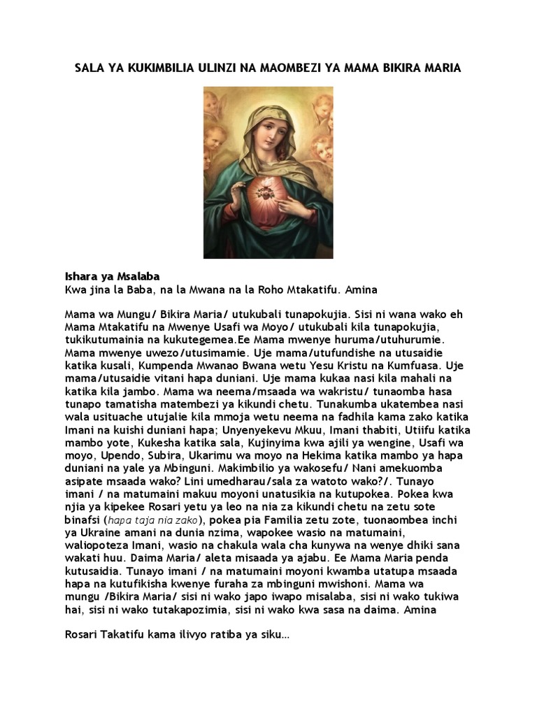Sala Ya Kukimbilia Ulinzi Na Maombezi Ya Mama Bikira Maria 2 | PDF