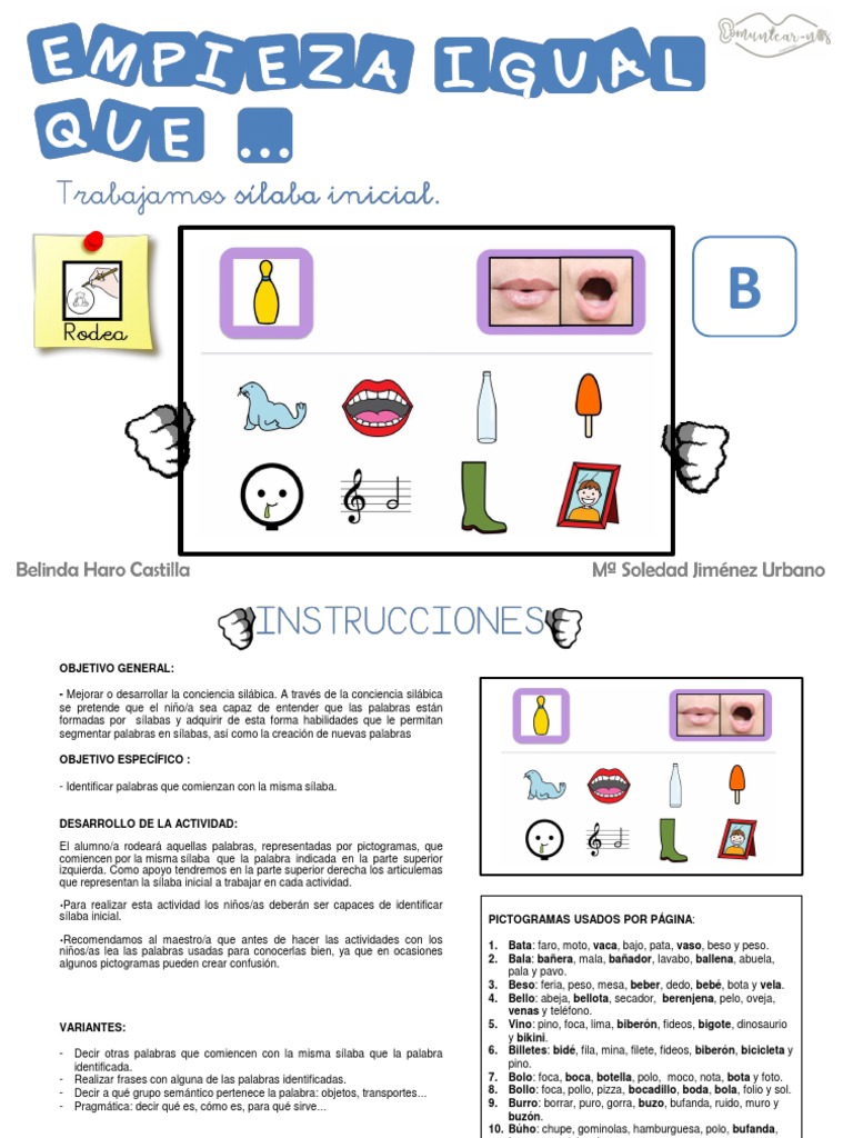 Sílabas Iniciales Con B | PDF
